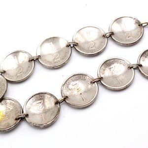 Jewelry | Vintage Peru Tupac Amaru Coin Silver Link Bracelet | Poshmark